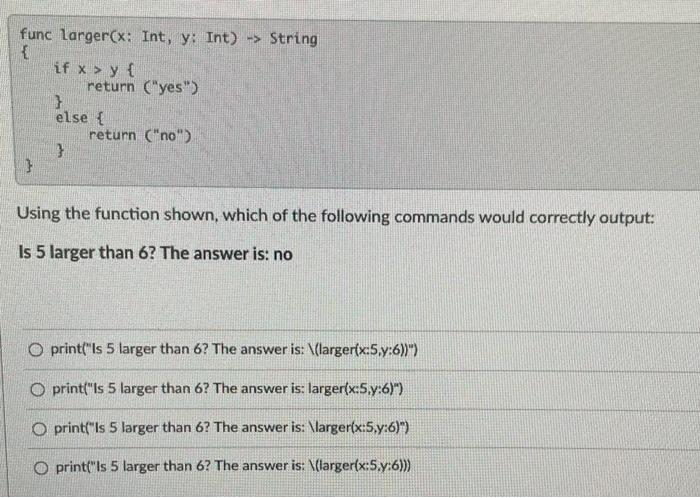 Solved If a function is called by the code below, what does | Chegg.com