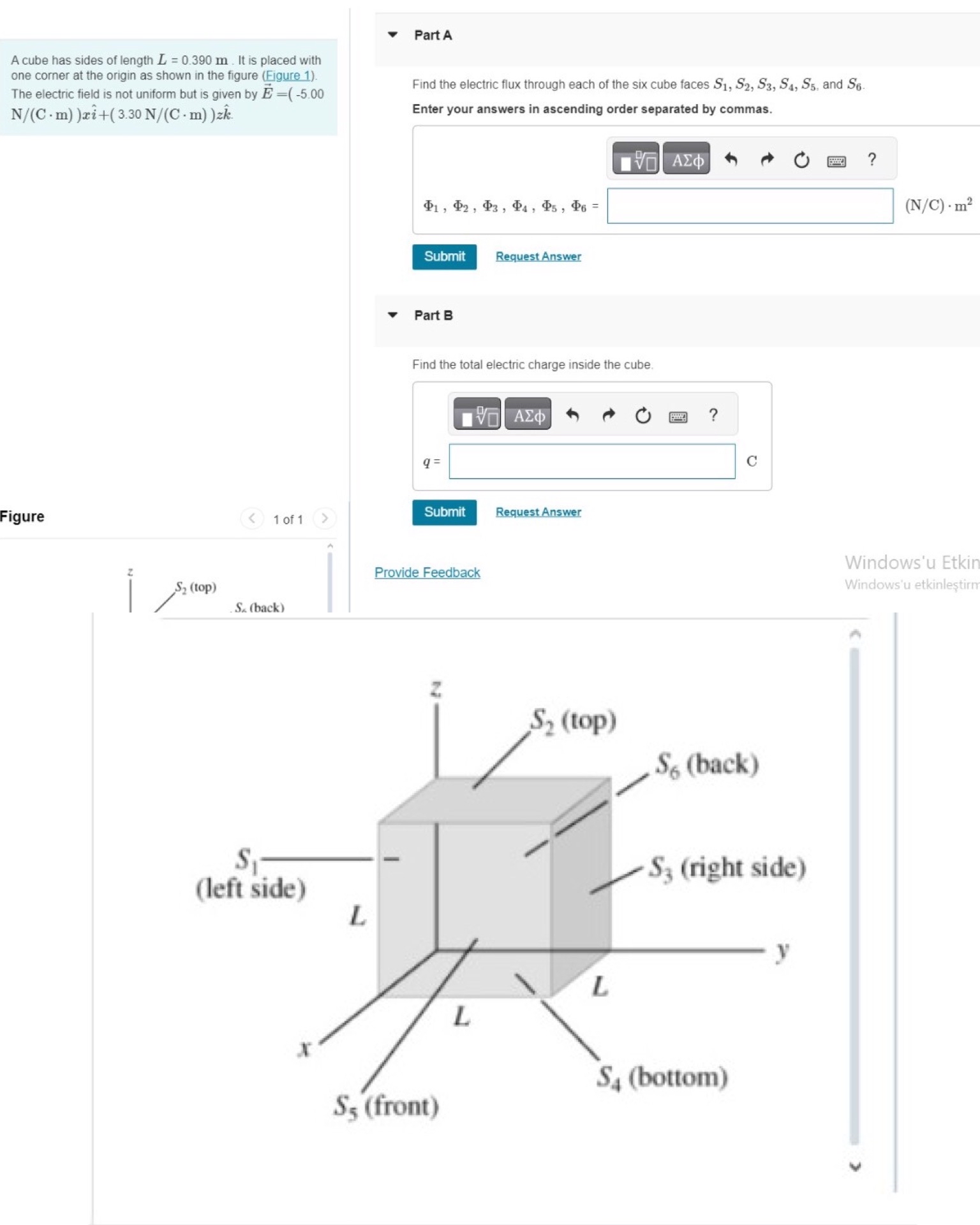 Solved Part AA cube has sides of length L=0.390m. ﻿It is | Chegg.com