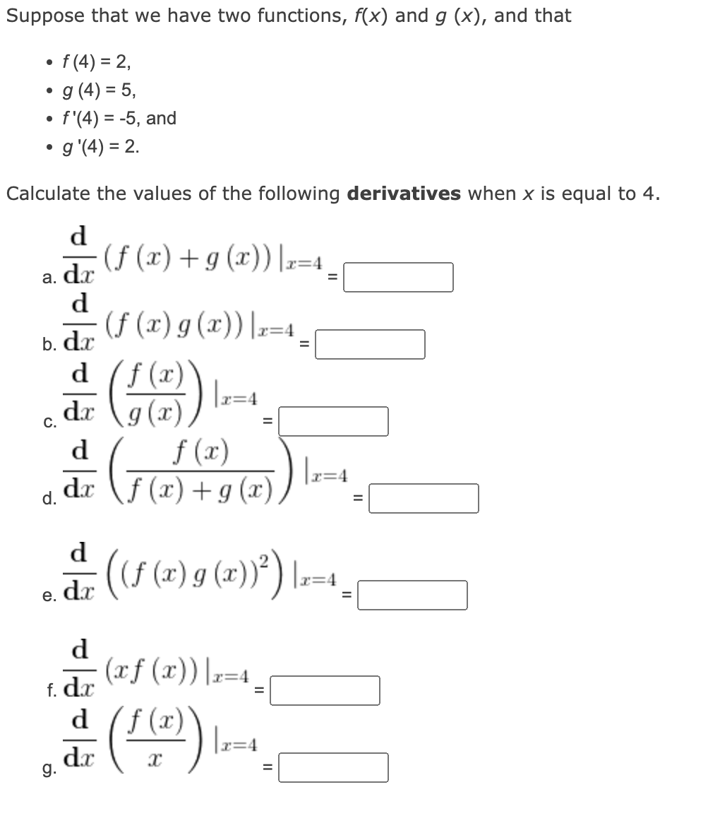Solved Suppose that we have two functions, f(x) ﻿and g(x), | Chegg.com
