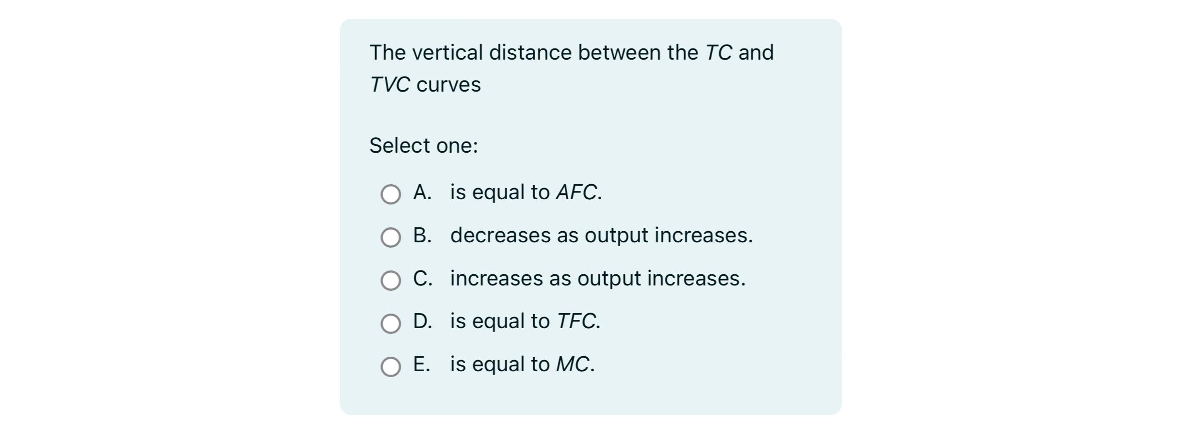 Solved The vertical distance between the TC ﻿and TVC | Chegg.com