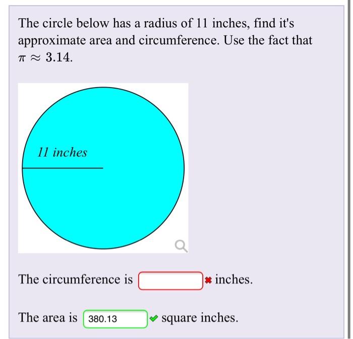 Solved 6 Find the area of the circle pictured above. Round | Chegg.com
