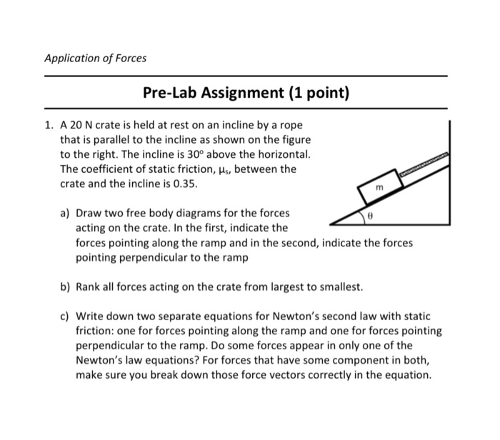 Solved Application of Forces Pre-Lab Assignment (1 point) 1. | Chegg.com