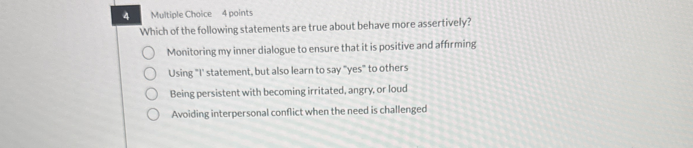 Solved 4Multiple Choice4 ﻿pointsWhich of the following | Chegg.com