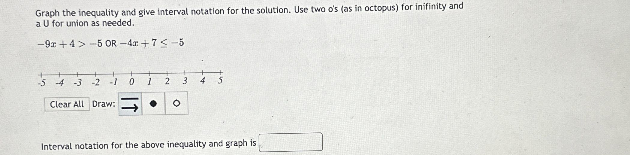 Solved Graph the inequality and give interval notation for | Chegg.com