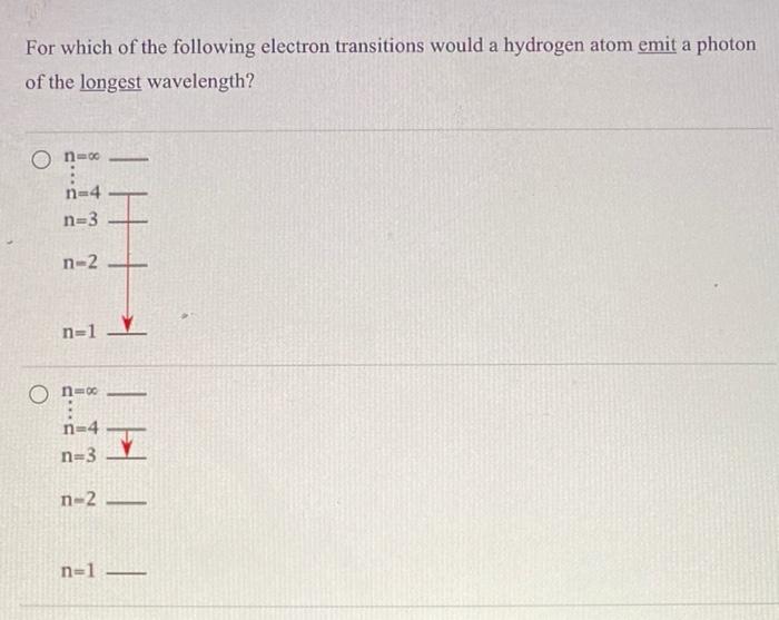 Solved For Which Of The Following Electron Transitions Would