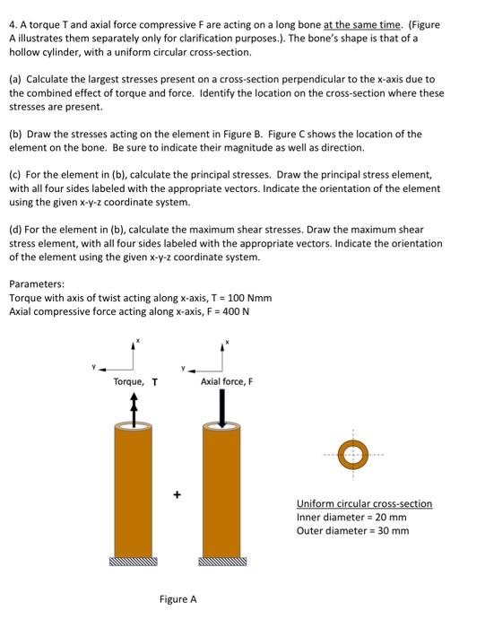 Solved 4. A torque T and axial force compressive F are | Chegg.com