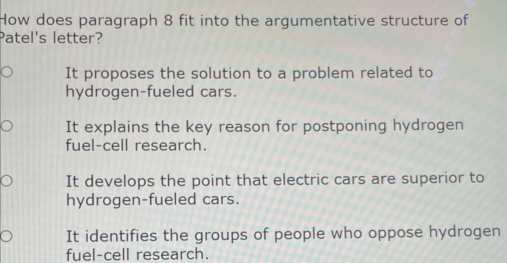 Solved How does paragraph 8 ﻿fit into the argumentative | Chegg.com