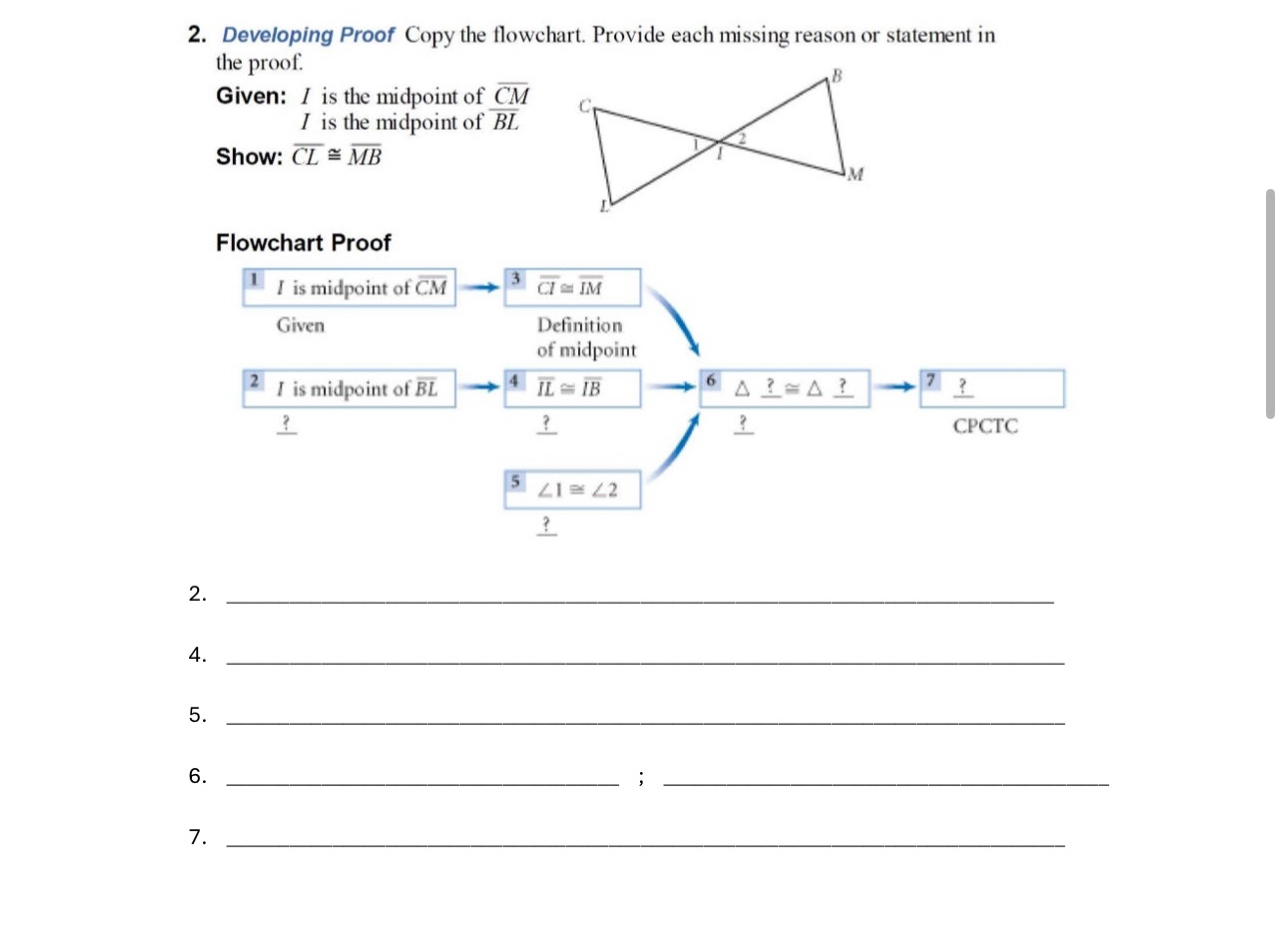 Developing Proof Copy the flowchart. Provide each | Chegg.com