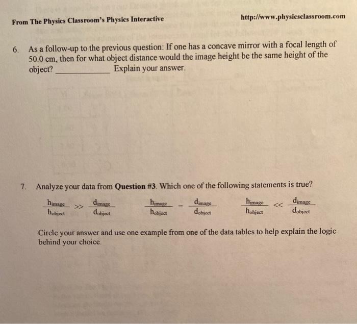 Solved From The Physics Classroom's Physics Interactive | Chegg.com