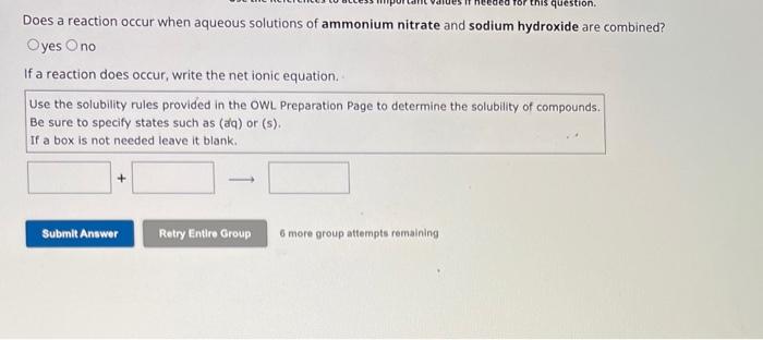 Solved Use the solubility rules provided in the OWL | Chegg.com