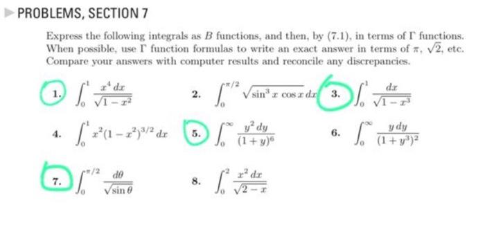 Solved Express the following integrals as B functions, and | Chegg.com