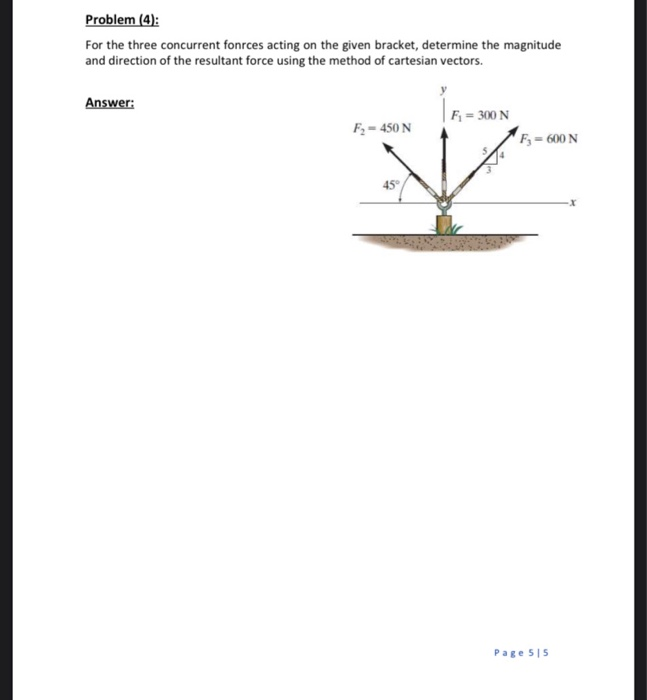 Solved Problem (1): For three concurrent forces acting on | Chegg.com