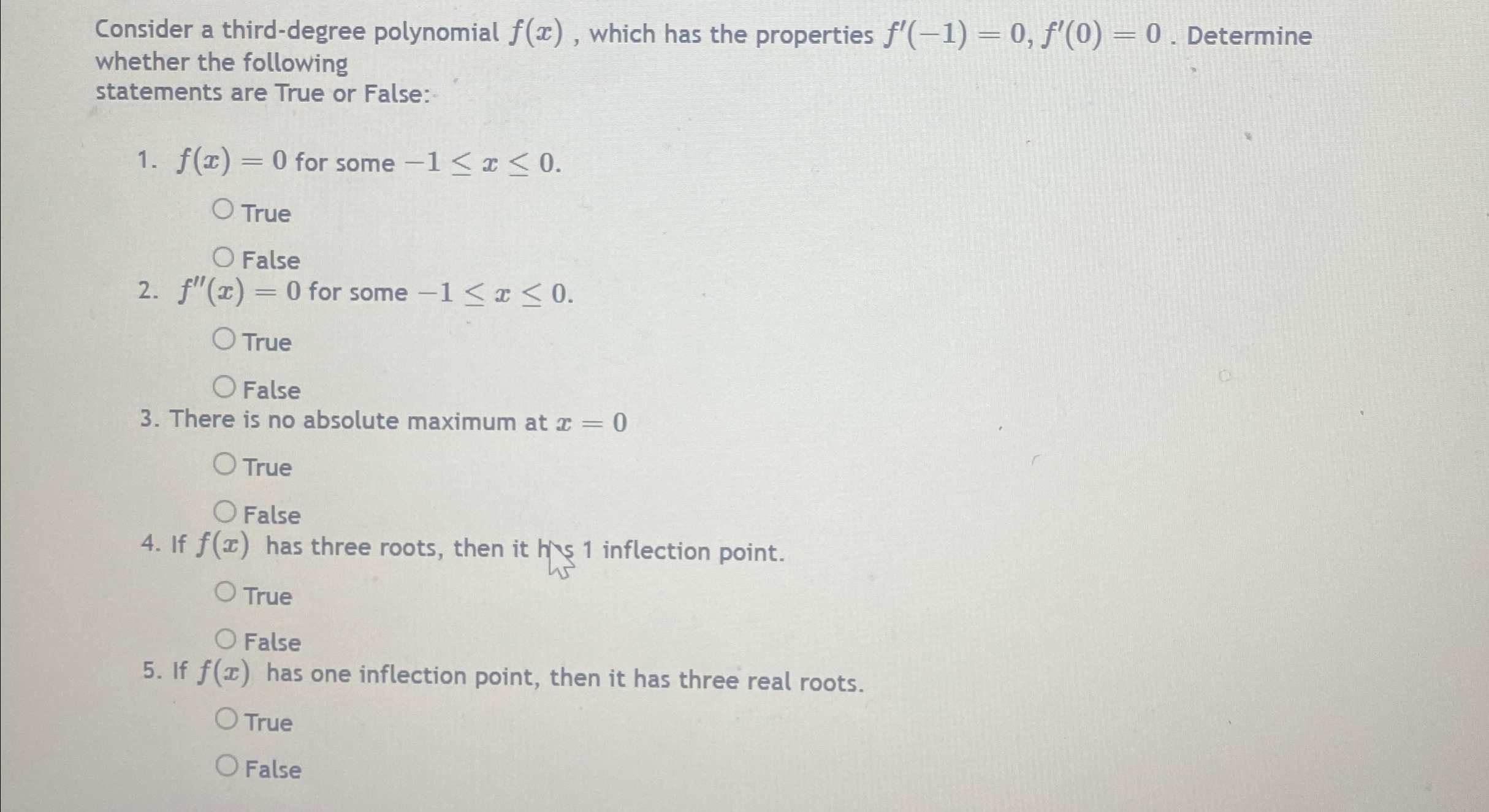 Solved Consider a third-degree polynomial f(x), ﻿which has | Chegg.com