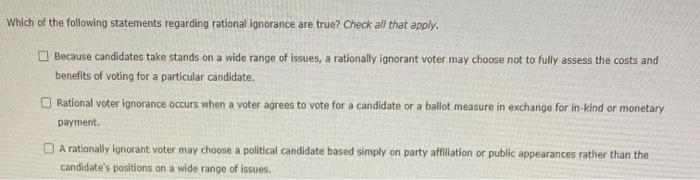 Solved Which of the following statements regarding rational | Chegg.com