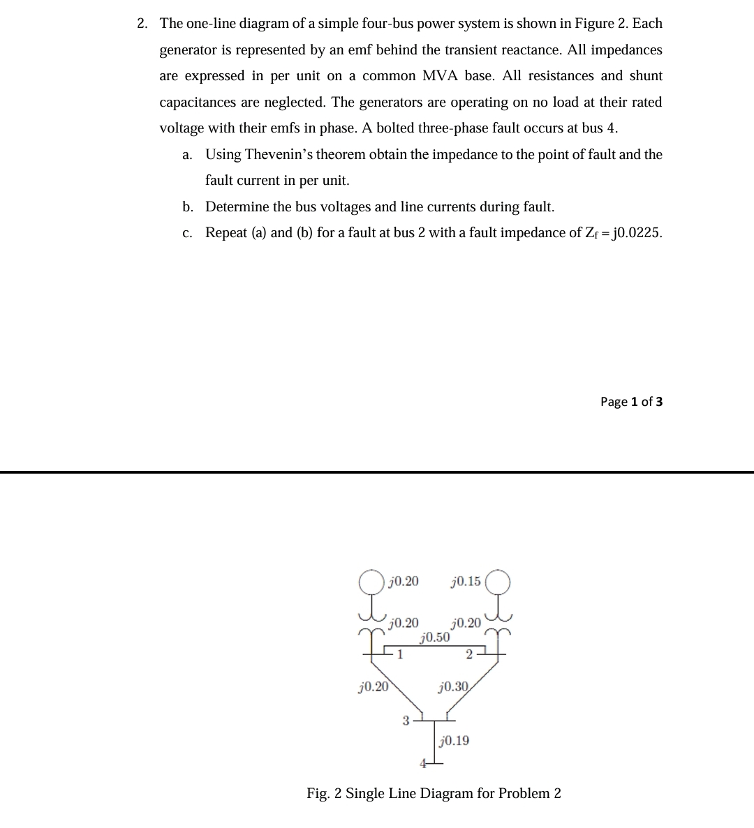 Solved The one-line diagram of a simple four-bus power | Chegg.com