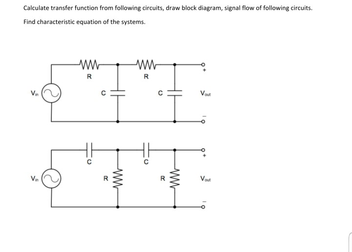 Solved Calculate transfer function from following circuits, | Chegg.com