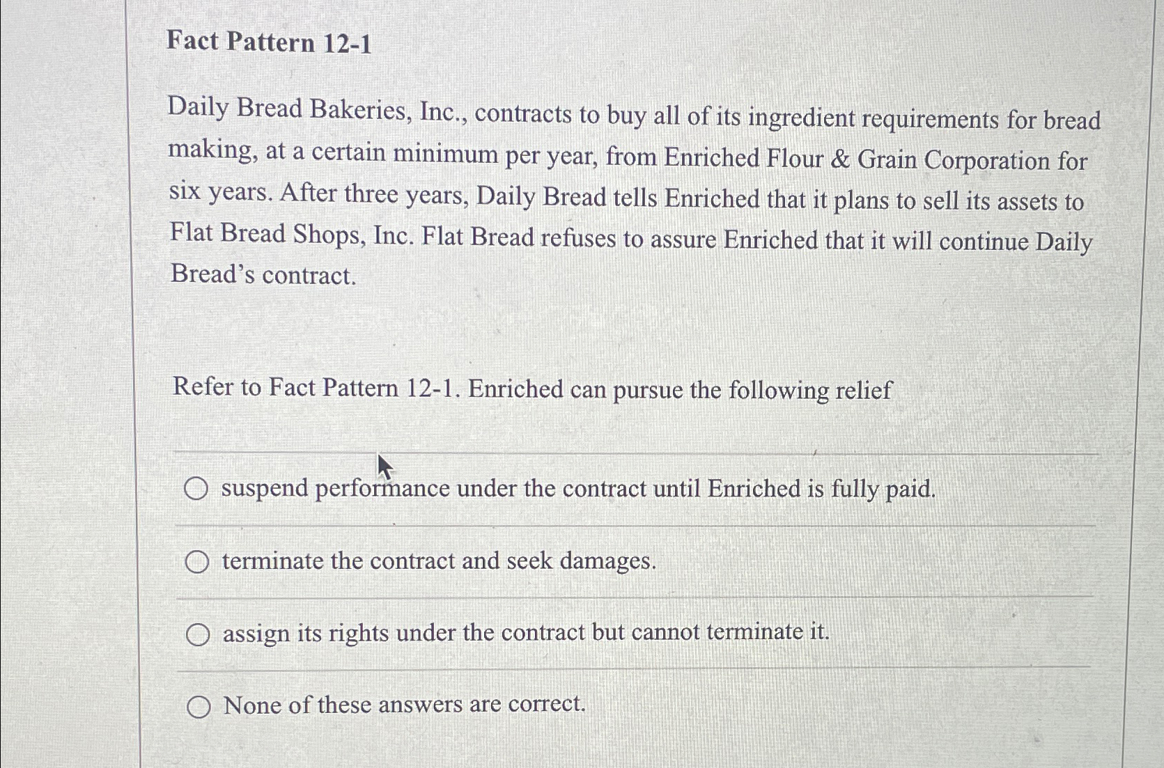 Solved Fact Pattern 12-1Daily Bread Bakeries, Inc., | Chegg.com
