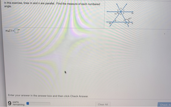 Solved In this exercise, lines m and n are parallel. Find | Chegg.com