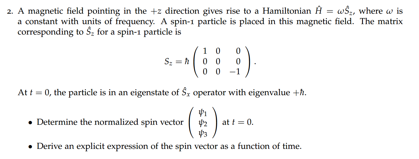 Solved A magnetic field pointing in the +z ﻿direction gives | Chegg.com