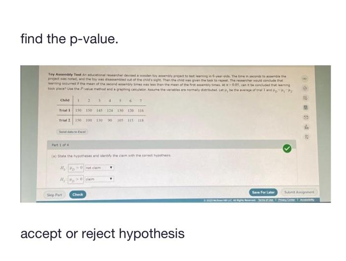 find the p-value. accept or reject hypothesis | Chegg.com