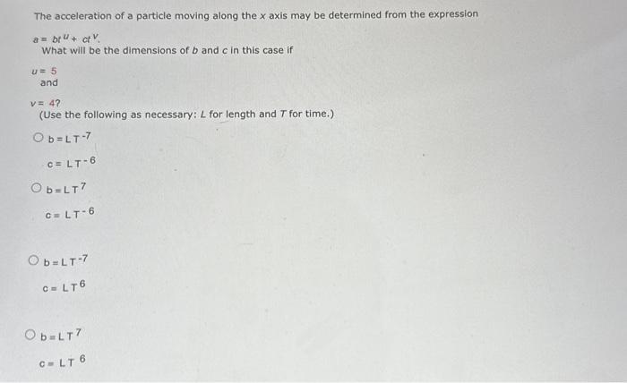 Solved The acceleration of a particle moving along the x | Chegg.com