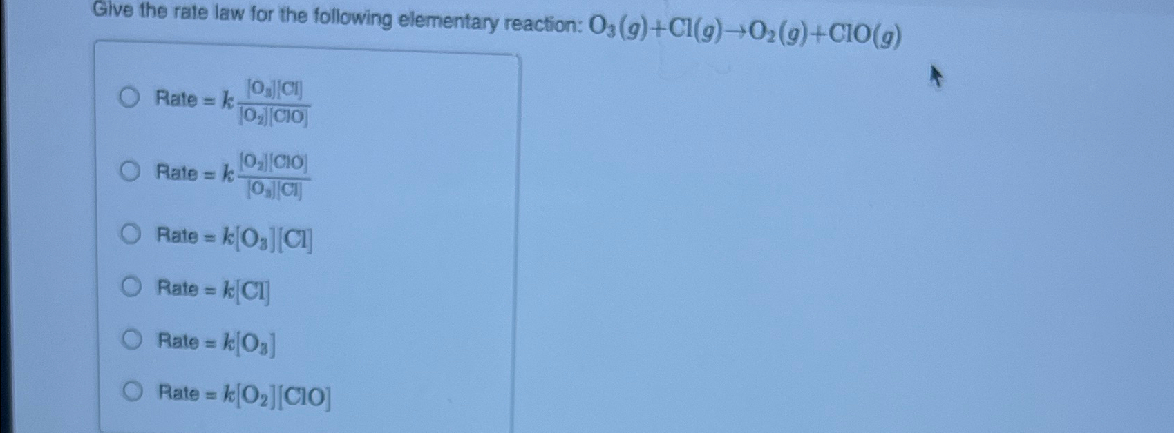 Solved Give the rate law for the following elementary | Chegg.com
