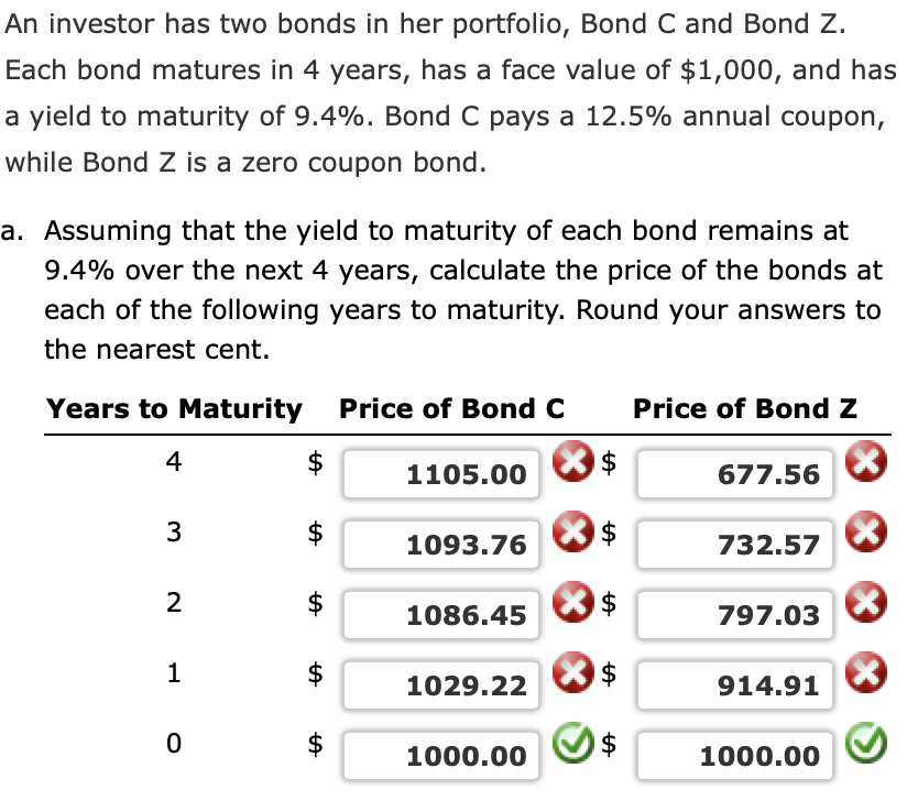 Solved An investor has two bonds in her portfolio, Bond C | Chegg.com