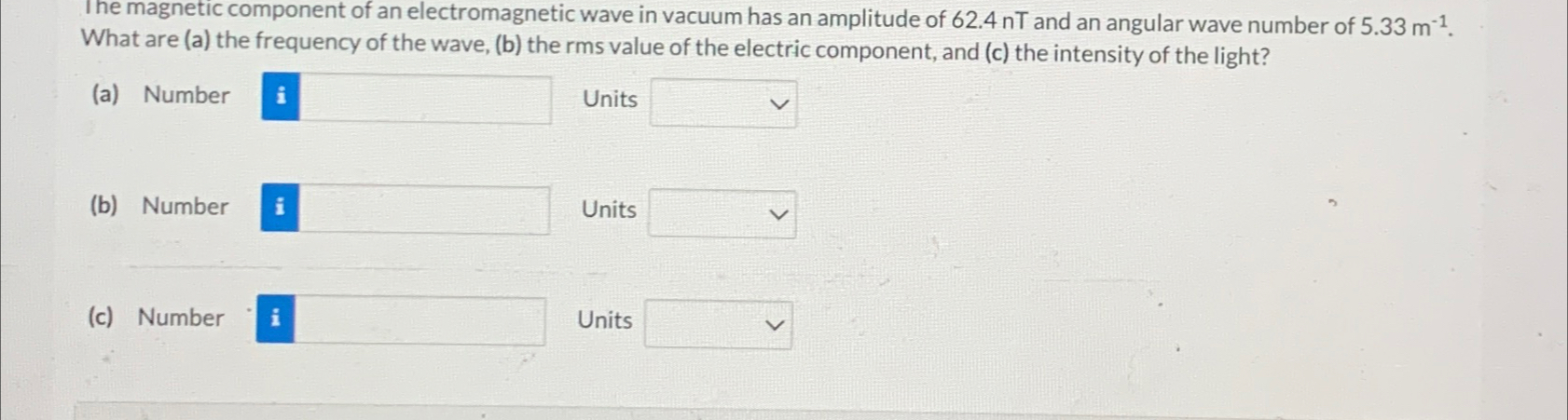 Solved The magnetic component of an electromagnetic wave in | Chegg.com