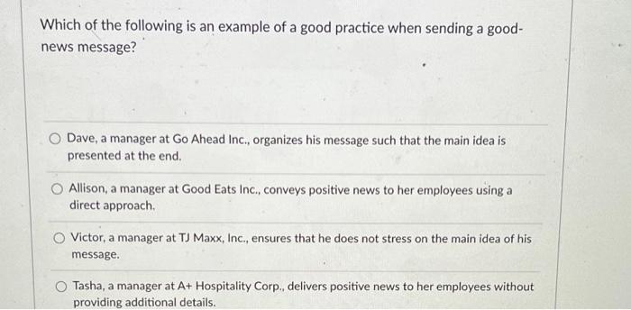 Which of the following is an example of a good | Chegg.com