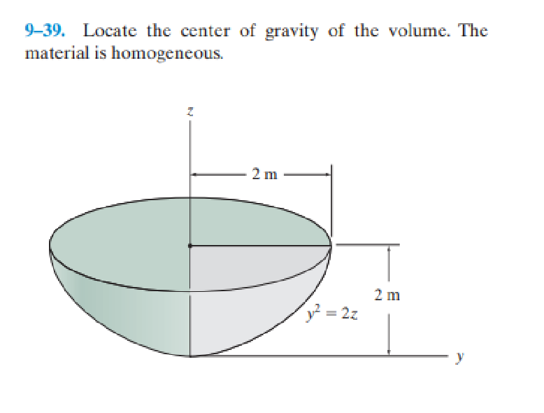 9-39. ﻿Locate the center of gravity of the volume. | Chegg.com