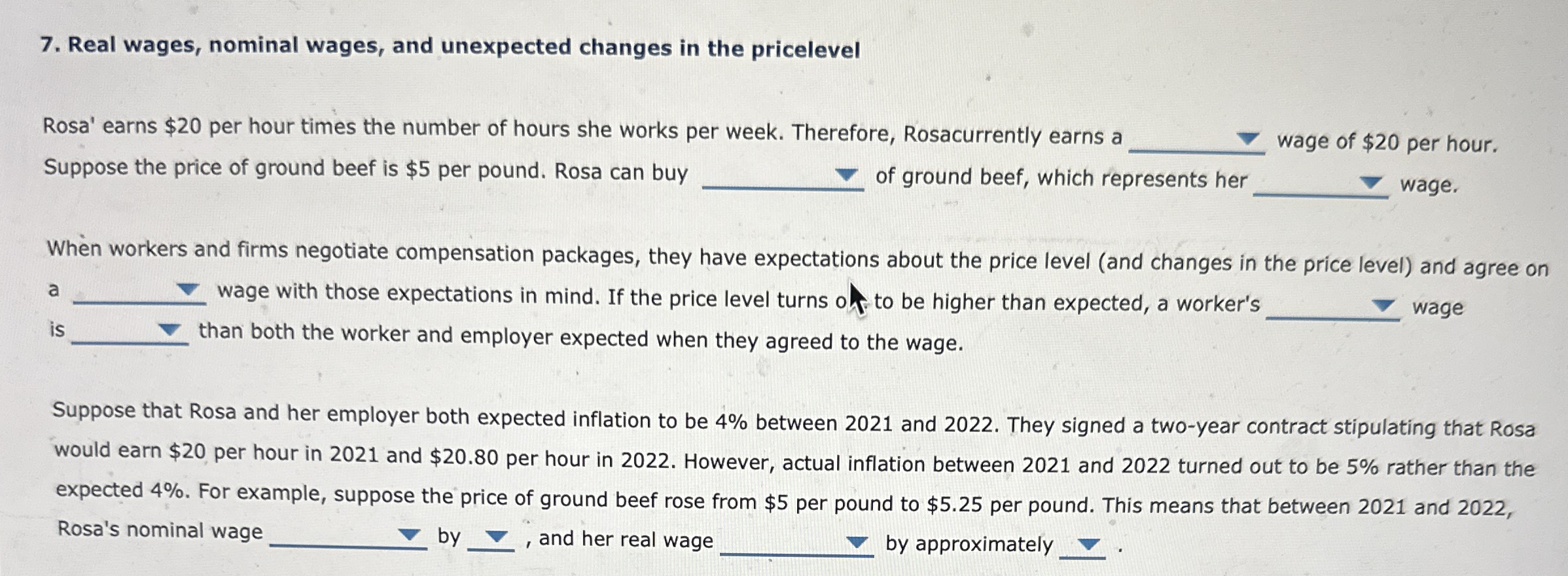 Solved Real wages, nominal wages, and unexpected changes in | Chegg.com