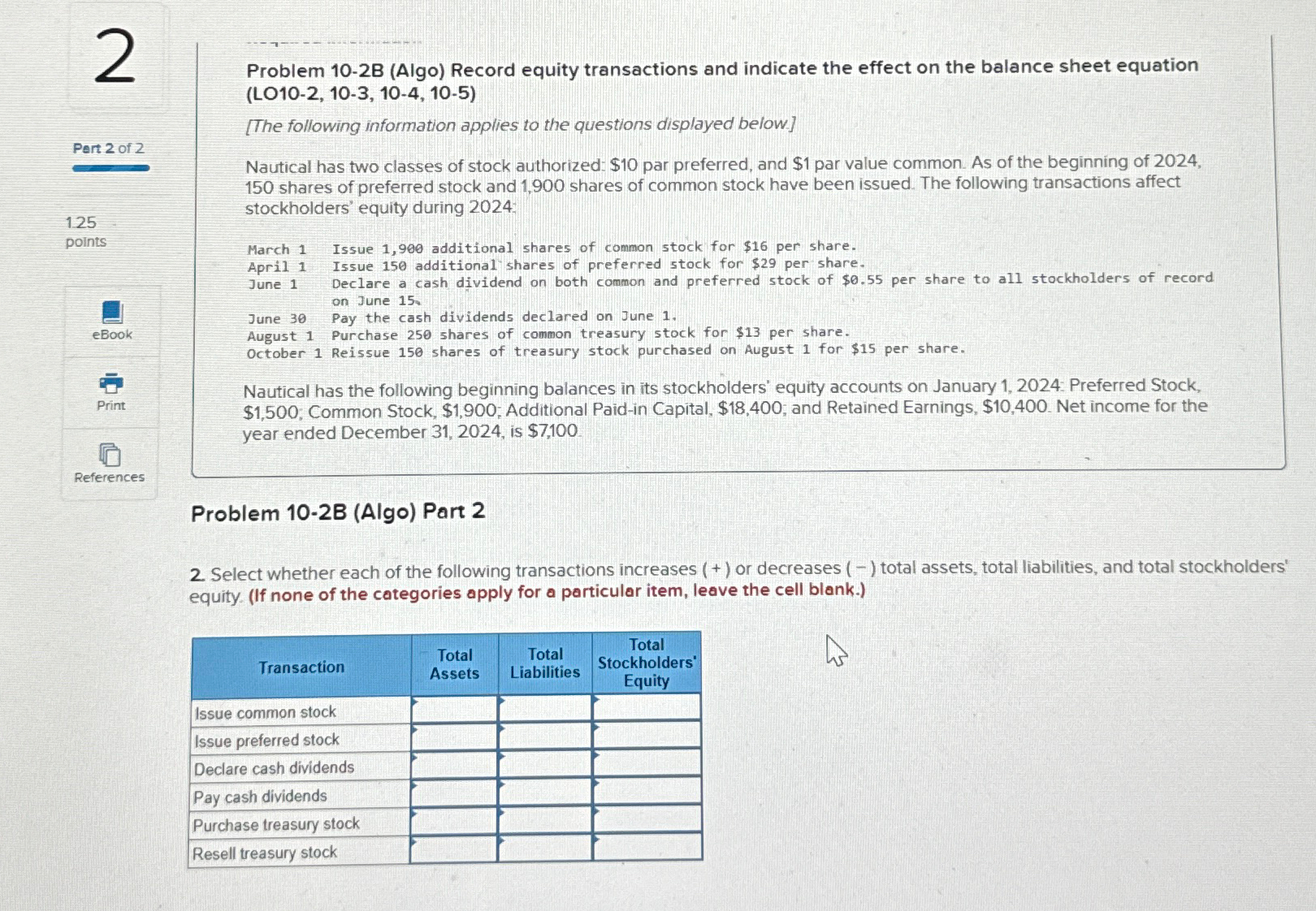 Solved 2Pert 2 ﻿of 2125 ﻿pointsProblem 10-2B (Algo) ﻿Record | Chegg.com