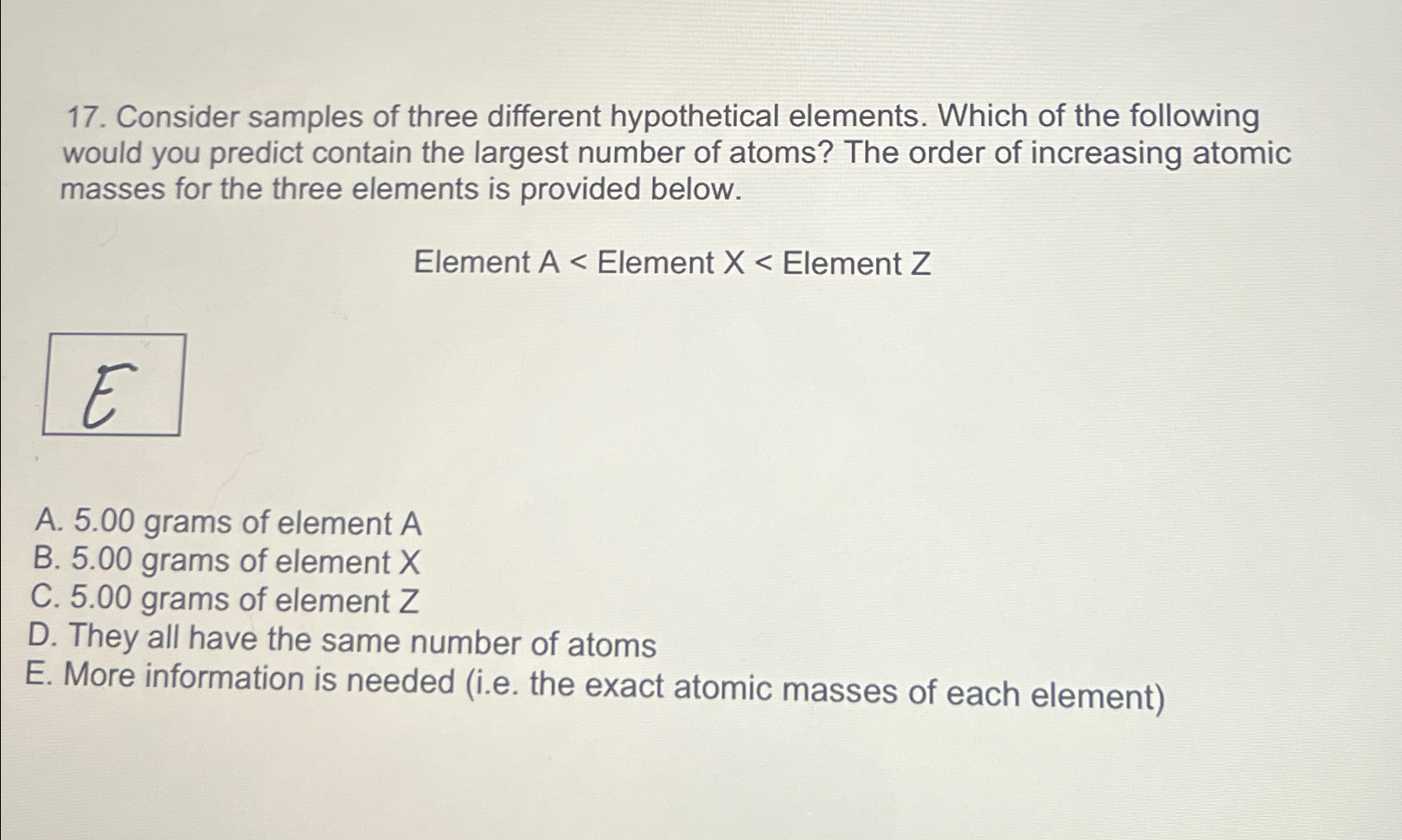 Consider samples of three different hypothetical | Chegg.com