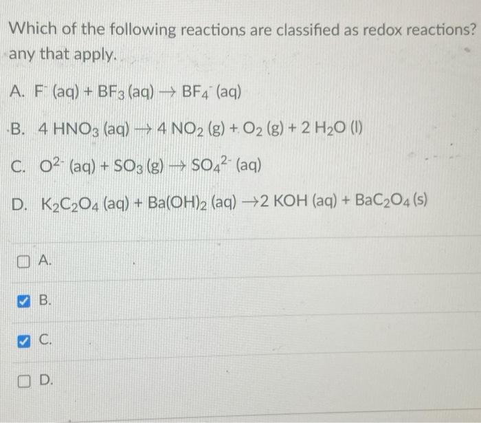 Solved Which of the following reactions are classified as | Chegg.com