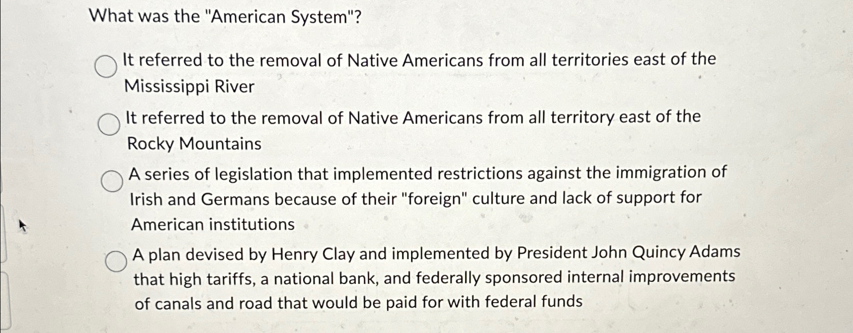 Solved What was the "American System"?It referred to the | Chegg.com