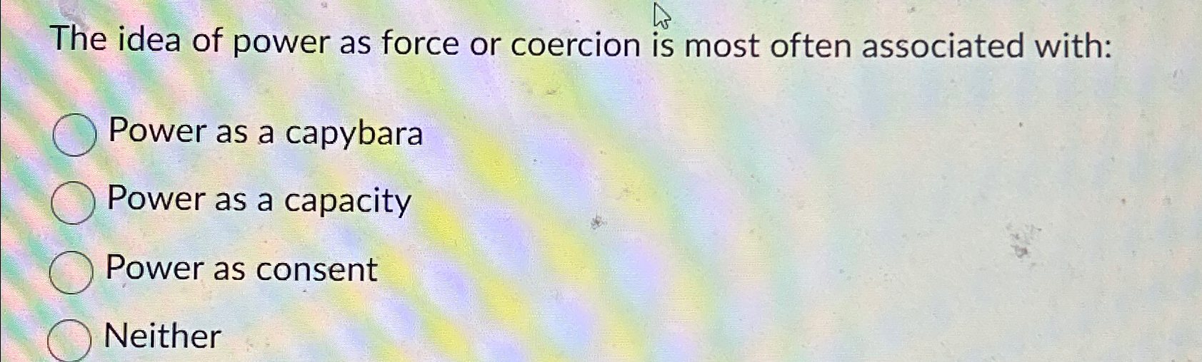 Solved The idea of power as force or coercion is most often | Chegg.com
