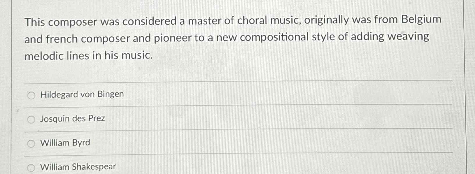 Solved This composer was considered a master of choral | Chegg.com