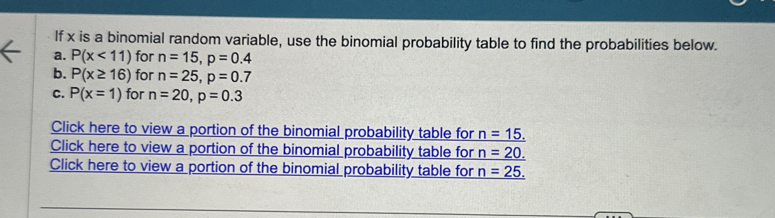 Solved If x ﻿is a binomial random variable, use the binomial | Chegg.com