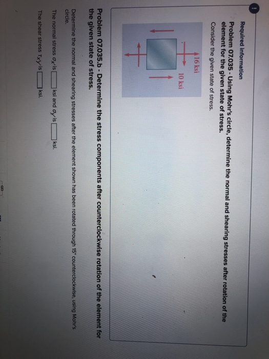 Solved Required information Problem 07.035 - Using Mohr's | Chegg.com