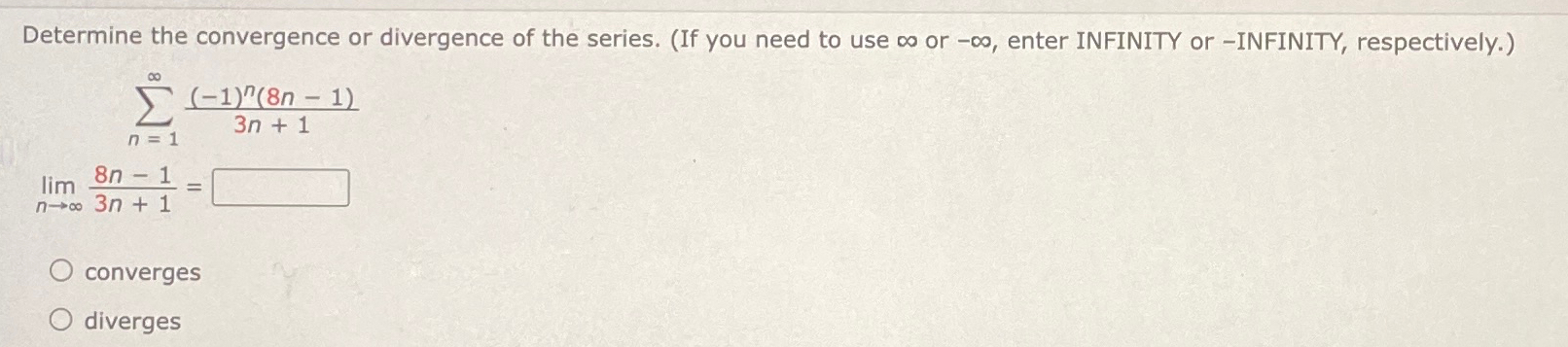 Determine the convergence or divergence of the | Chegg.com