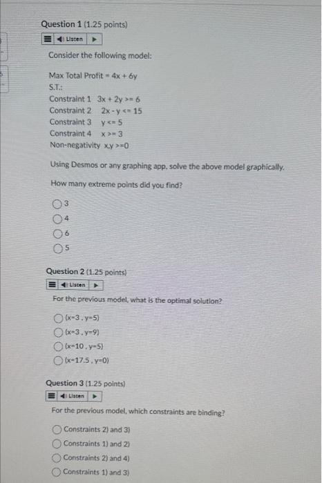 Solved Consider the following model: Max Total Profit =4x+6y | Chegg.com