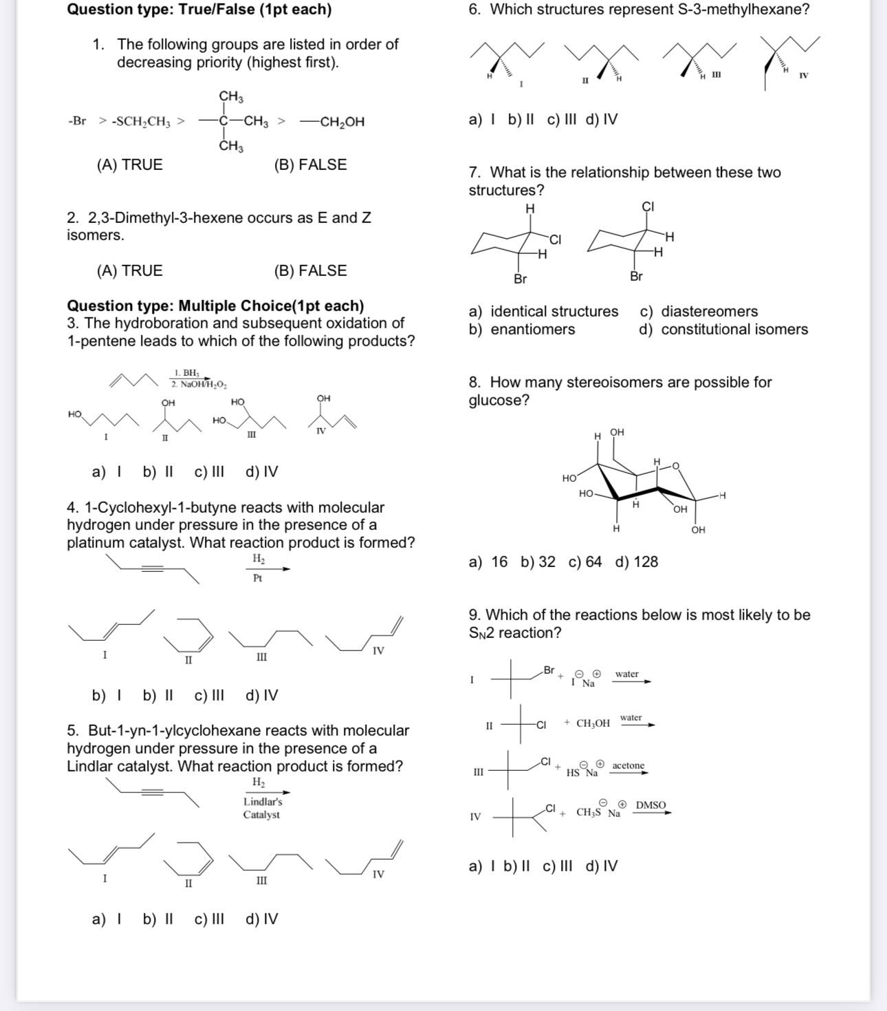 Solved Question type: True/False (1pt each)The following | Chegg.com