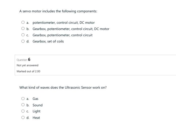 Solved A servo motor includes the following components: a. | Chegg.com