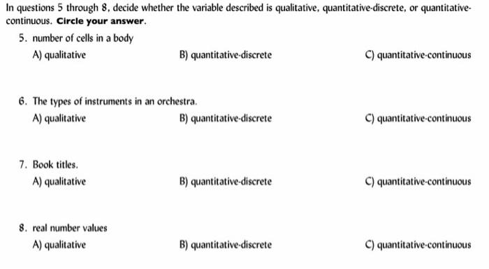 Solved In questions 5 through 8 , decide whether the | Chegg.com
