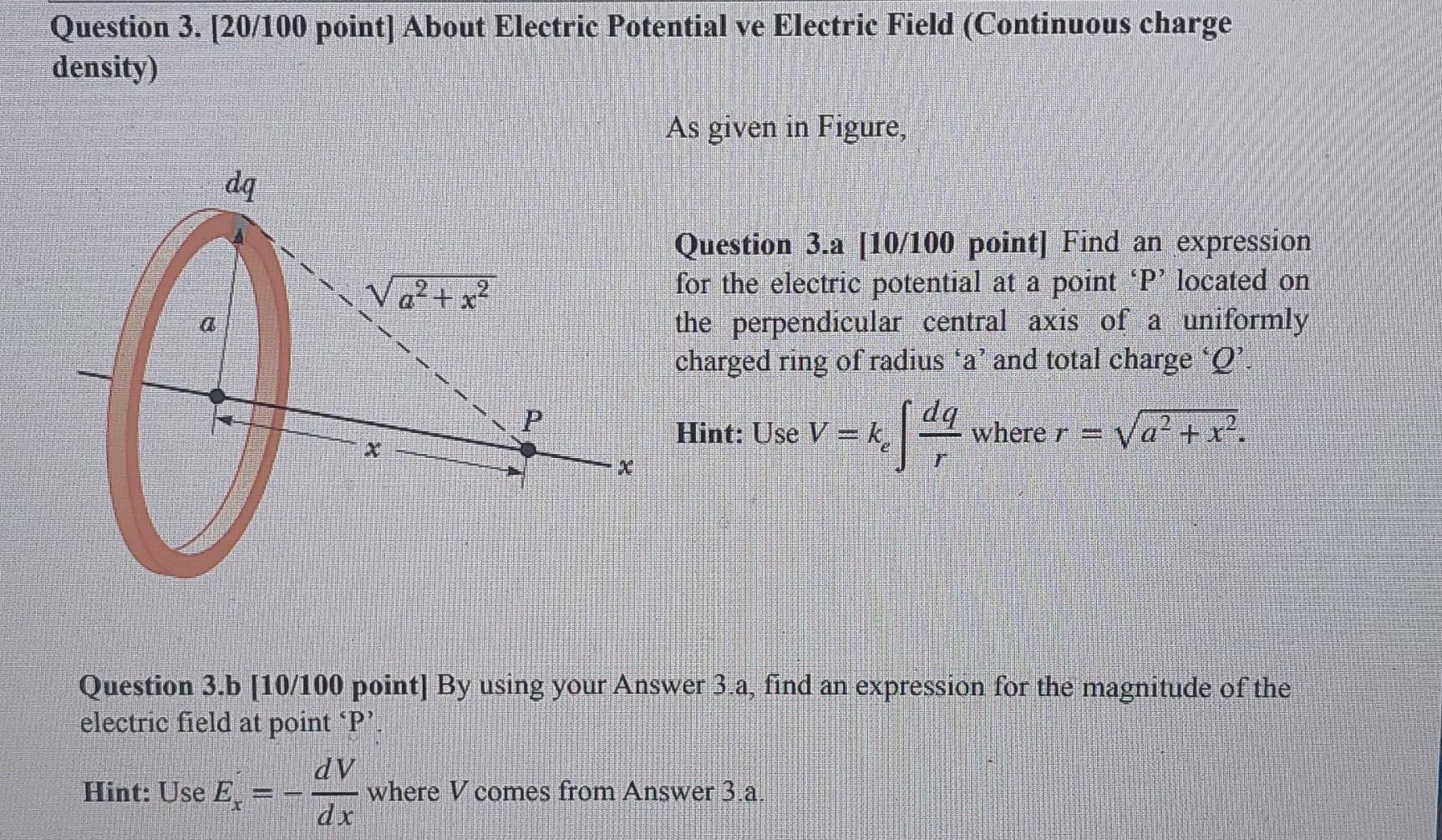 Solved Question 3. [20/100 point] About Electric Potential | Chegg.com