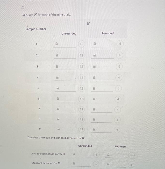 Solved CALIBRATION INITIAL CONCENTRATIONS Complete the table | Chegg.com
