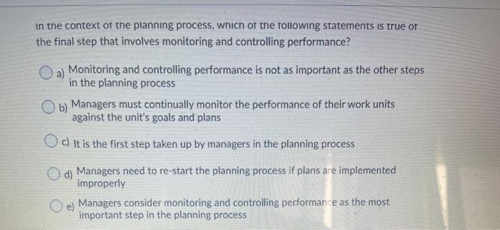 Solved Which of the following steps in the formal planning | Chegg.com