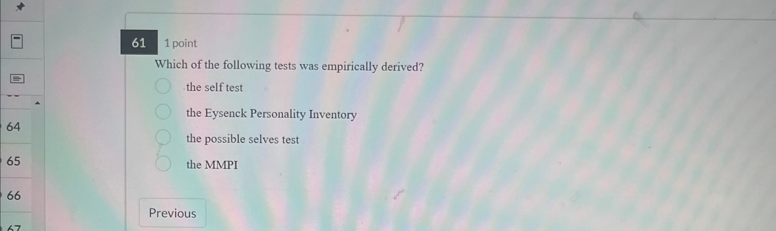 Solved 611 ﻿pointWhich of the following tests was | Chegg.com