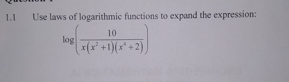 Solved 1.1 ﻿Use laws of logarithmic functions to expand the | Chegg.com