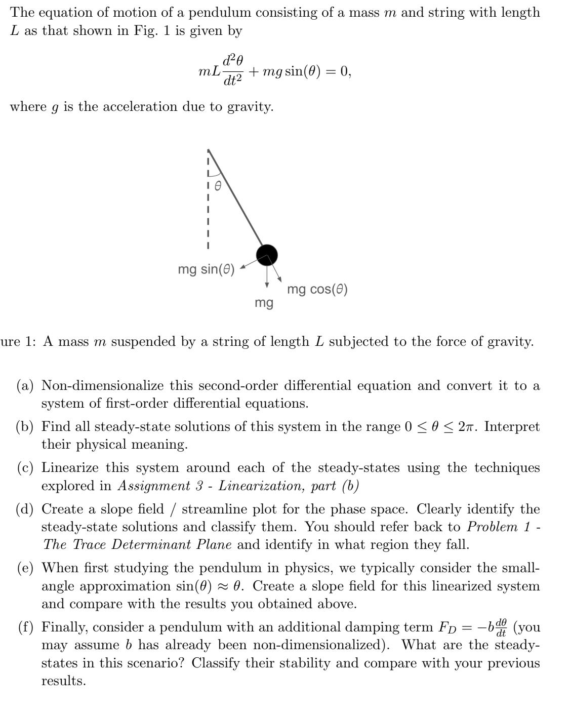 Solved The equation of motion of a pendulum consisting of a | Chegg.com